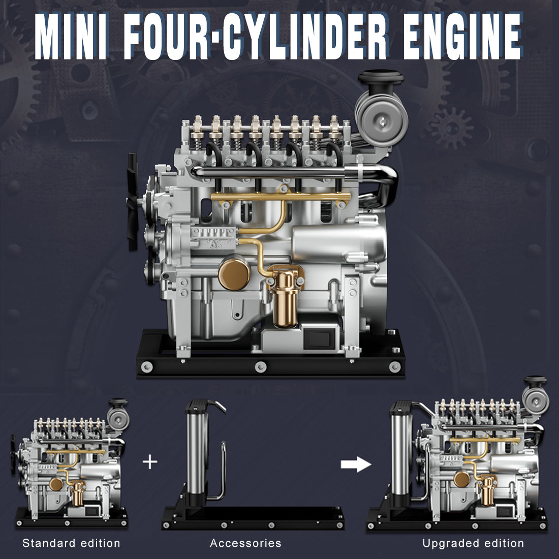 TECHING 300+PCS Build an OHV Inline Four-cylinder Diesel Engine Model