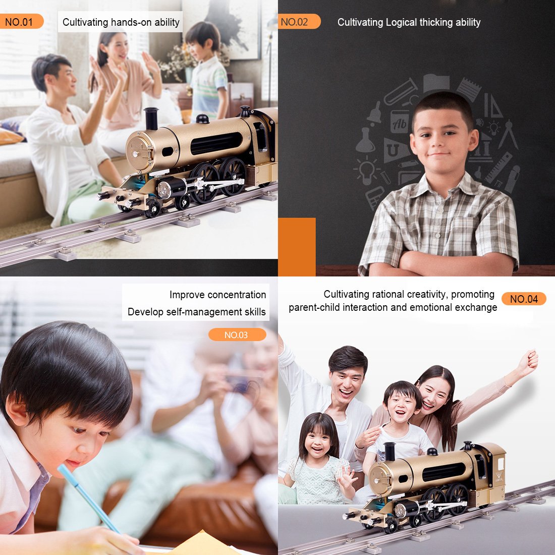 Teching Assembly Electric Steam Locomotive Train Model Toy Gifts for A