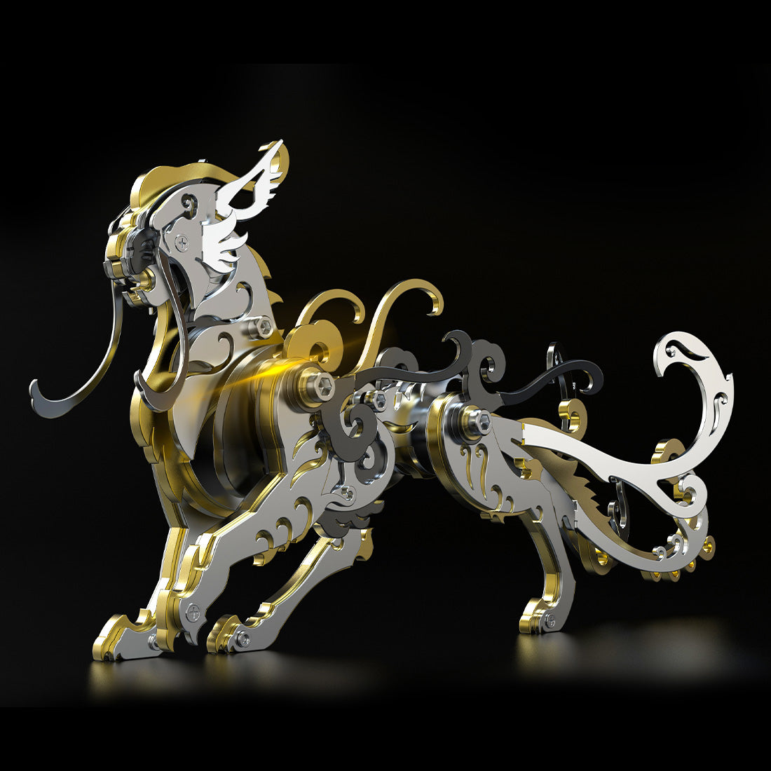 DIY Assembly Ancient Chinese Tiger Beasts 3D Metal Model Kits Toy