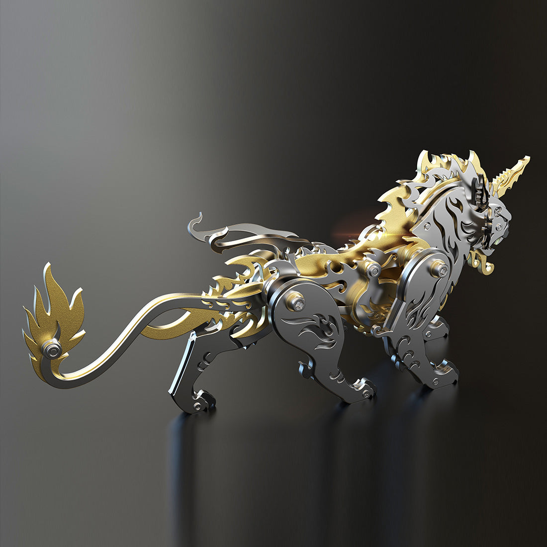 DIY Assembly Ancient Chinese Tiger Beasts 3D Metal Model Kits Toy