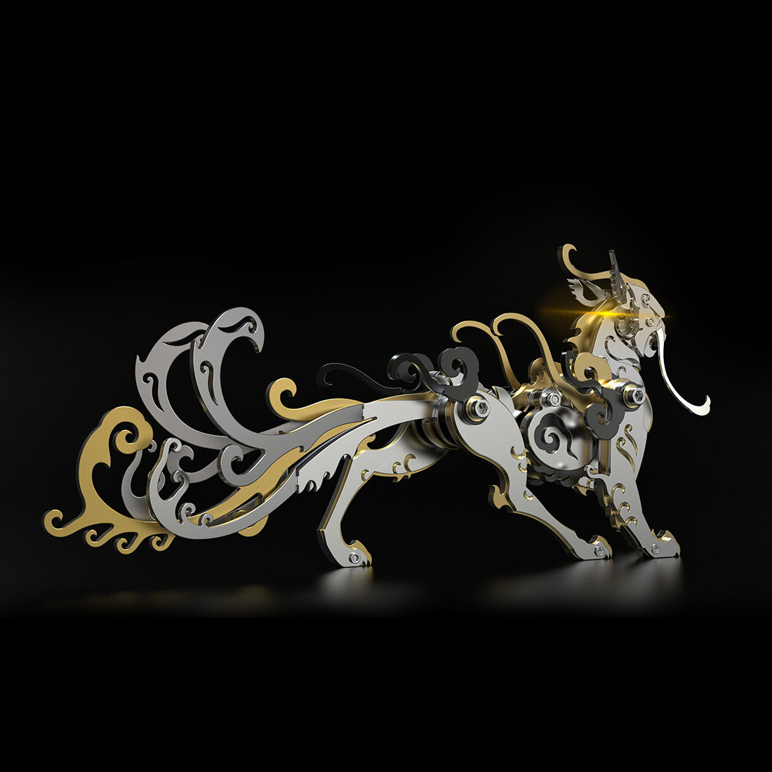 DIY Assembly Ancient Chinese Tiger Beasts 3D Metal Model Kits Toy