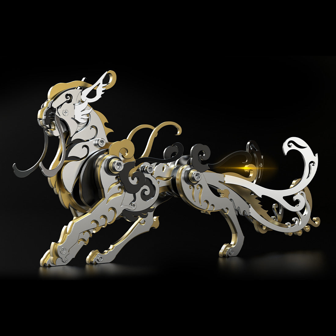 DIY Assembly Ancient Chinese Tiger Beasts 3D Metal Model Kits Toy