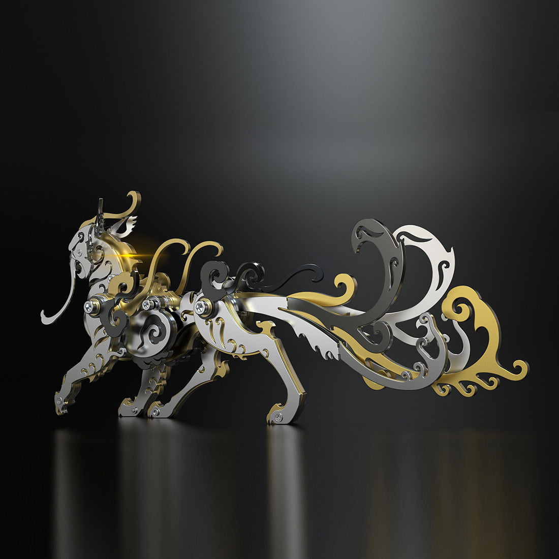 DIY Assembly Ancient Chinese Tiger Beasts 3D Metal Model Kits Toy