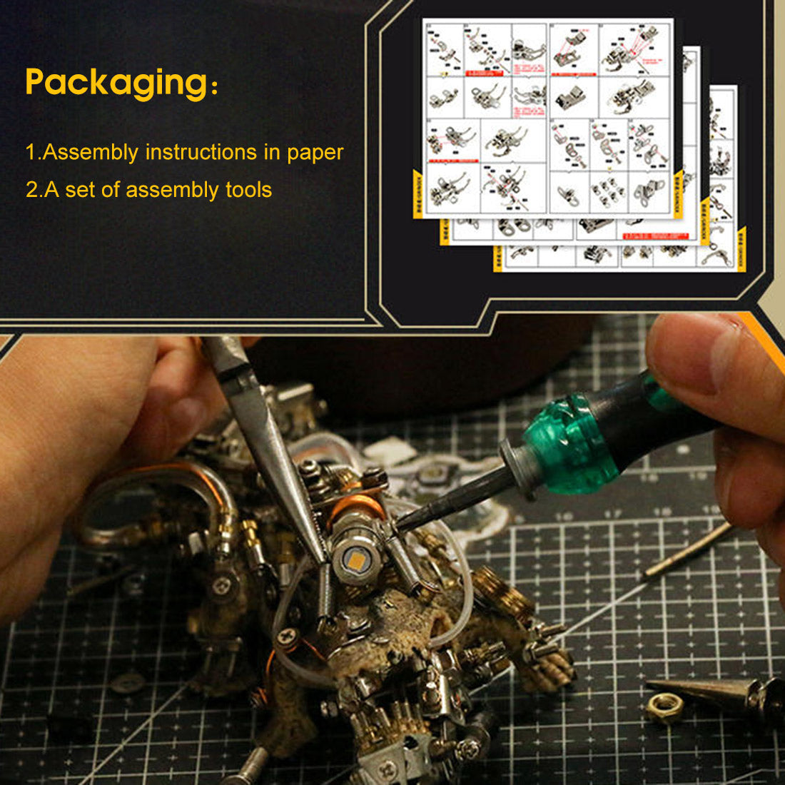 547Pcs+ Steampunk Mutant Crocodile DIY Metal Assembly Model KIT