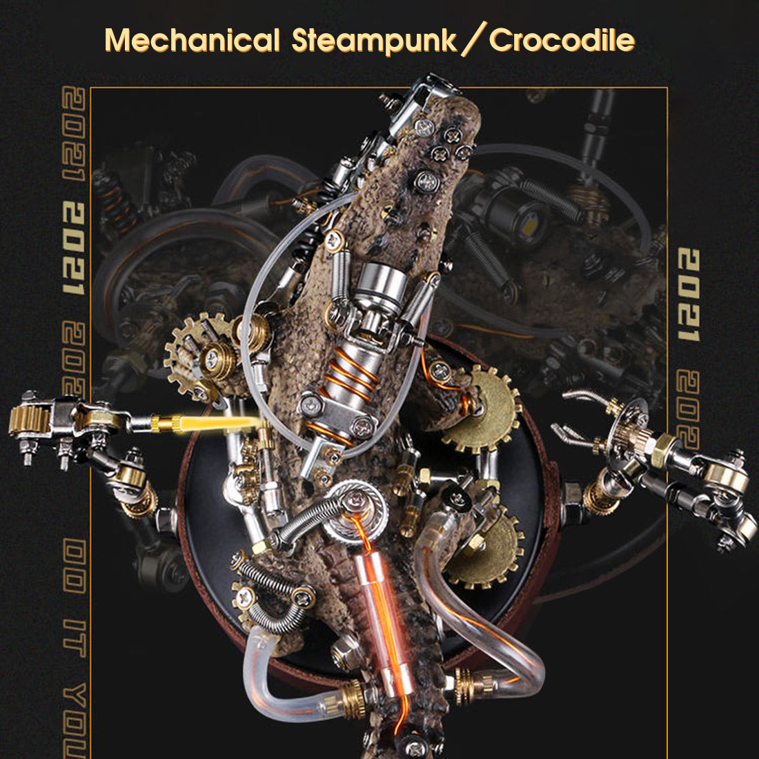 547Pcs+ Steampunk Mutant Crocodile DIY Metal Assembly Model KIT